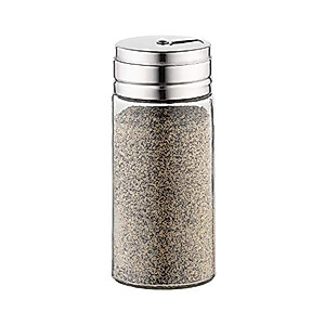 Fox Run 5167 Glass Spice Jar with Stainless Steel Shaker Lid, 6 Ounce, Clear Container for Seasonings