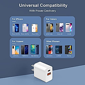[Apple MFi Certified] iPhone Fast Charger,2Pack 20W Dual Port PD3.0 USB-C + USB-A Power Delivery Wall Charger Block Plug for iPhone 14/13/13Pro Max/12 Mini/12 Pro Max/11/XS/XR/X/8,iPad,AirPods Pro Max