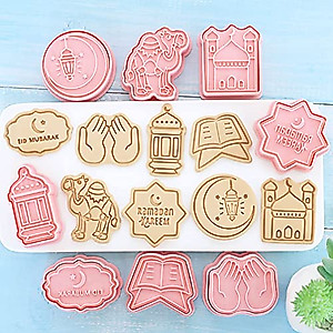 Wedding Cake Cookies Eid Mubarak Ramadan Cookie Molds: 8Pcs Cookie Cutters Islamic Muslim Biscuit Fondant Cake Chocolate Candy Silicone Ramadan Decorations