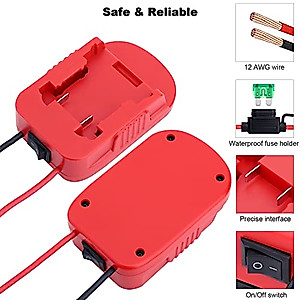 Biswaye 2-Pack Power Wheels Adapter Compatible with Milwaukee M18 18V Battery for Ride on Toys Rc Car Dune Racer Truck or Robotics or DIY Use, Converter with Fuses & Wire Terminals