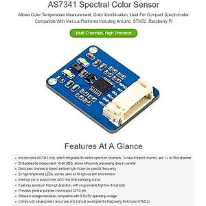 Bicool AS7341 Spectral Color Sensor 8X Visible Spectrum Channels Multi Channels I2C Bus Onboard AS7341 Chip with Color Identification Function for Arduino Raspberry Pi STM32