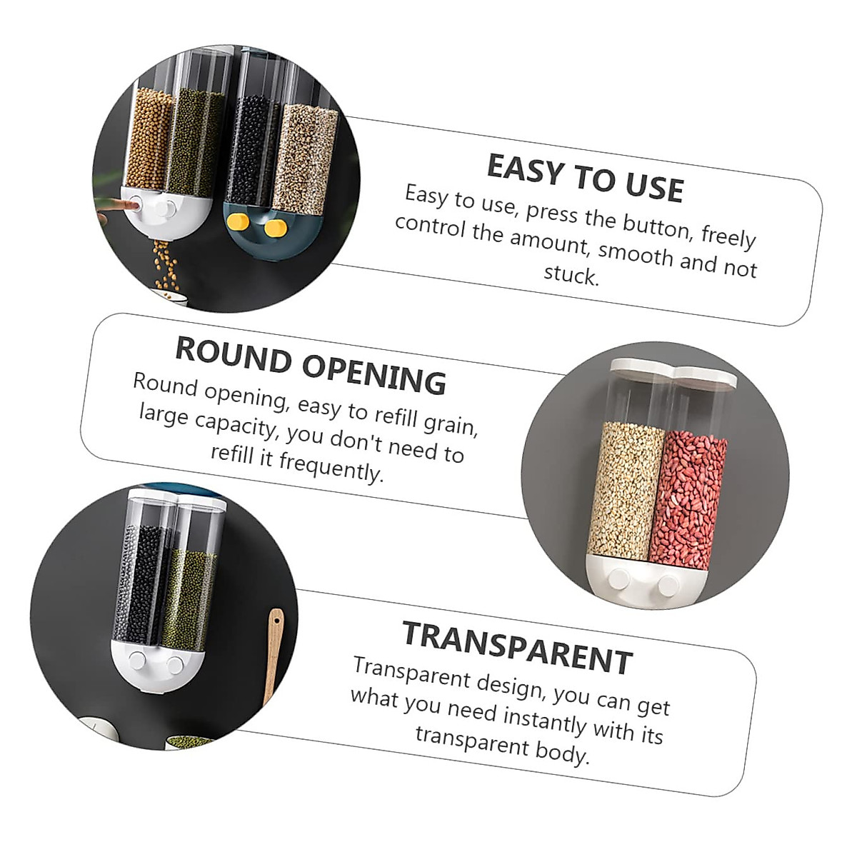 CIYODO 2 pcs Wall-mounted Wall- for Organizer Bucket Household Flour Baking Dry Large Rice Grain Restaurant Tea Storage Seasoning Canister Kitchen Food Container Grains Containers