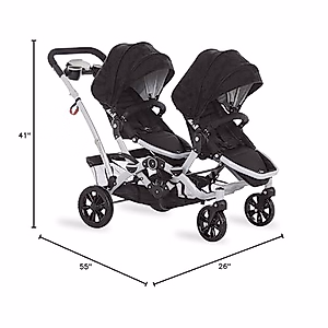 Dream On Me Track Tandem Double Umbrella Stroller in Black, Lightweight Double Stroller for Infant and Toddler, Multi-Position Reversible & Reclining Seats, Large Storage Basket and Canopy