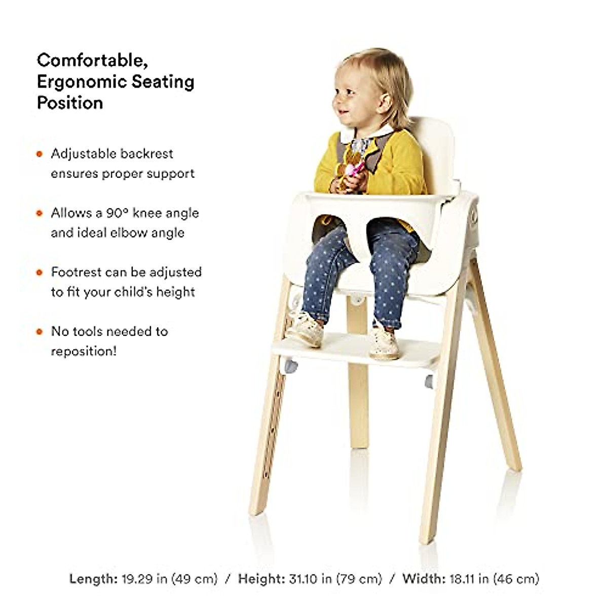 Stokke Steps Baby Set, White - Transform Stokke Steps Into Comfortable High Chair - Suitable for Baby from 6 Months - Includes 5-Point Safety Harness - Tool Free, Adjustable & Ergonomic