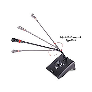 XTUGA CM280 UHF 8 Channel Professional Gooseneck Microphone System Conference Mics Fixed Frequency Super-Low Background Noise for Large conferences(Frequency A)