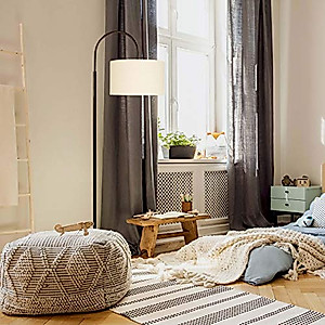 Brightech Nora Bright Arc Tall Lamp, Contemporary LED Floor Lamp, Standing Lamp for Living Rooms & Offices, Mid-Century Modern Standing Lamp with Heavy Base for Bedroom - Black