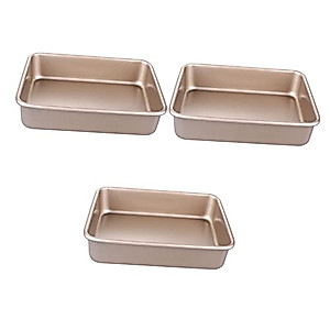 Luxshiny Pan Set 3 pcs Pans Roaster Carbon Meat Kitchen Cheesecake Toast Tool Pan Dessert Bread for Metal Tins Plate Deep Supplies Pie Leakproof Oblong Restaurant Household S Pot Loaf Tools Grill Set