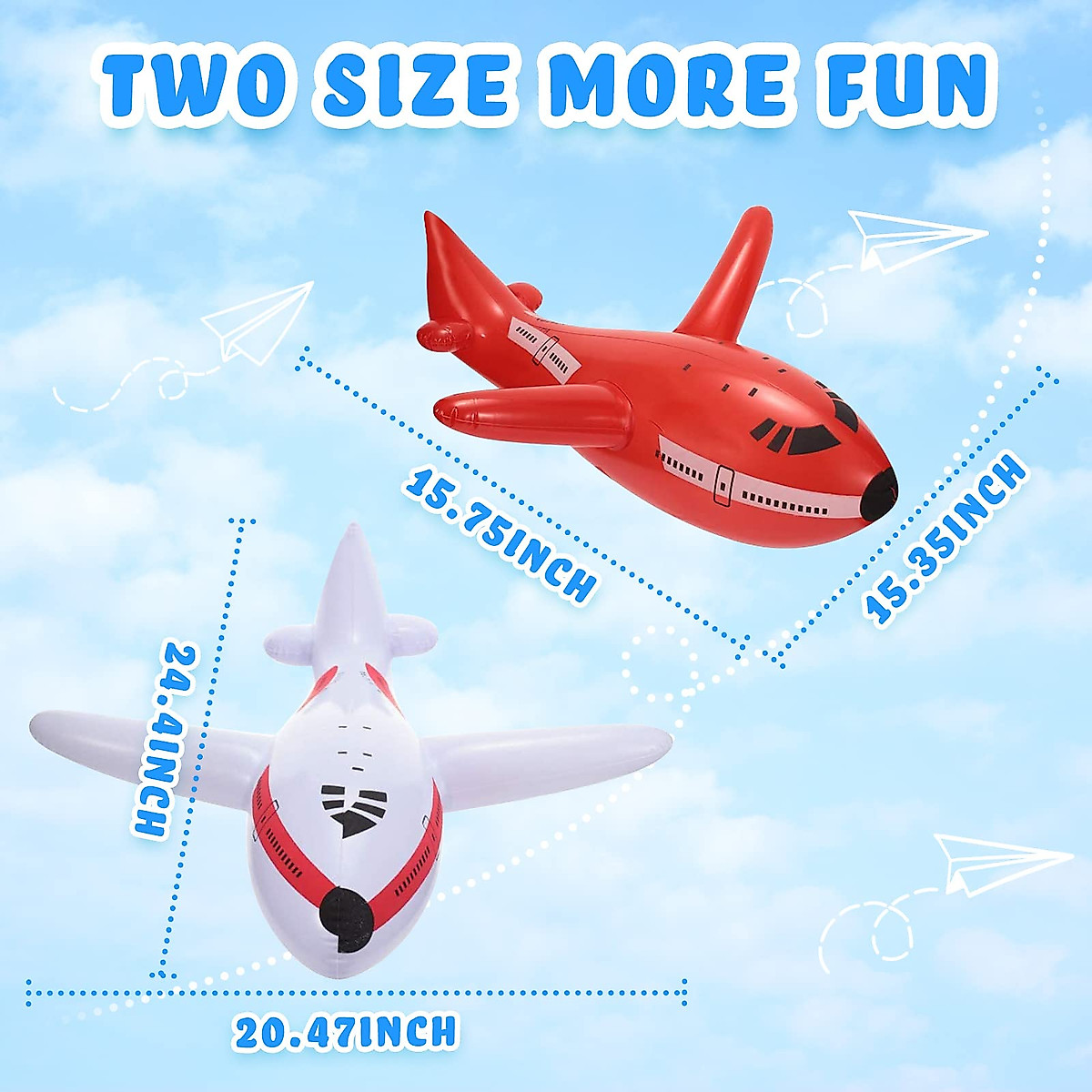 12 Pieces Inflatable Airplanes Aircraft Inflates Plane Inflated Toys for Kids Birthday Shower Party Decoration Supplies Jets Airplane Toys Airplane Birthday Party Supplies 24.5 and 15.75 Inch