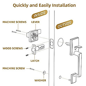 Front Door Handle Set, Exterior Door Handle Single Cylinder Lower Half Door Lock Lever Reversible, Entry Door Handleset for Left and Right Handed Interior, Oil Rubbed Bronze Finish Handlesets Knob