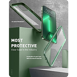 i-Blason Ares for iPhone 13 Pro Max Case 6.7 inch [Built-in Screen Protector] [Military-Grade Protection] Clear Full-Body Shockproof Rugged Bumper Phone Case for iPhone 13 Pro Max (Alpine Green)