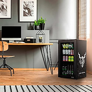 NewAir Beverage Refrigerator Cooler with 126 Can Capacity - Mini Bar Beer Fridge with Right Hinge Glass Door - Cools to 37F - Stone Brewing