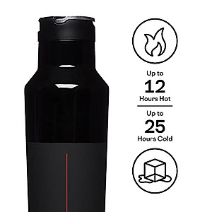Corkcicle Star Wars 20 Ounce Sport Canteen Triple Insulated Stainless Steel Water Bottle with Straw Cap and Folding Metal Handle, Darth Vader