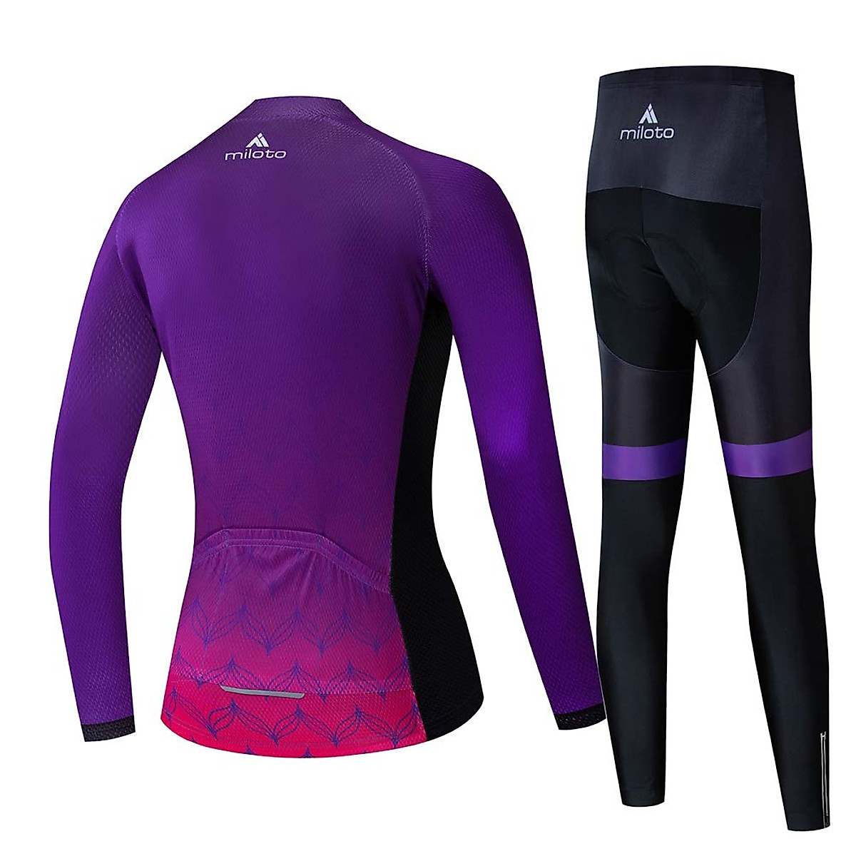 Uriah Women's Cycling Jersey and Pants Sets Long Sleeve Reflective Dark Purple Size S(CN)