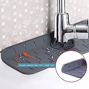 Silicone Sink Faucet Mat, Sink Draining Pad Behind Faucet, for Kitchen Sink Splash Guard, Bathroom Faucet Water Catcher Mat, Drip Protector Splash Countertop Protection Rubber Drying Pad
