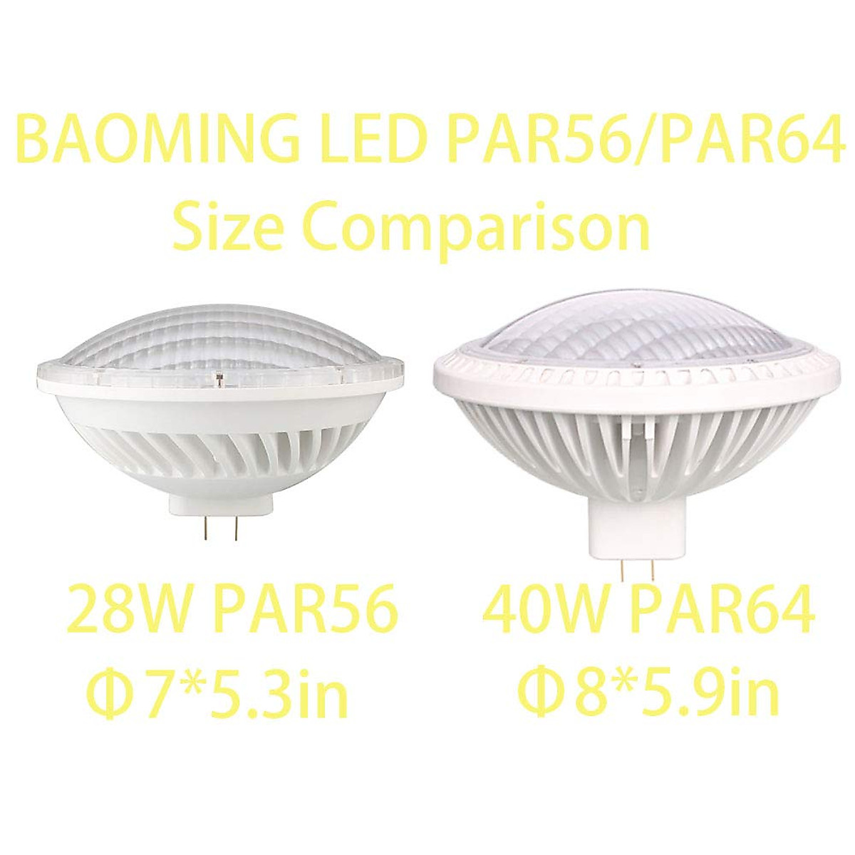 BAOMING PAR64 LED Bulb Replace Traditional 500w PAR64 15° 40W DIMMABLE Warm White 2700~3000K 120V GX16D