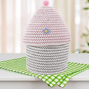 HANABASS Cotton Rope Storage Basket with Lid Small Woven Baskets Cute Toy Storage Basket Mini Storage Bins for Living Room Nursery Bathroom Desk Red