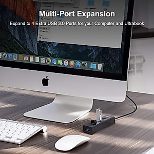 [Bundle] Unitek 4-Port USB 3.0 Hub Long Cable with Micro USB Charging Port and USB C Hard Drive Adapter