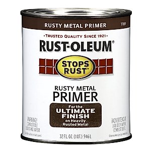 Rust-Oleum 7769502 Protective Enamel Paint Stops Rust, 1 Quarts (Pack of 1), Flat Rusty Metal Primer
