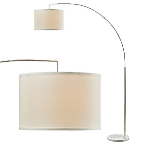 Oneach Modern Arc Floor Lamp for Living Room Arching Hanging Lamp Shade Over The Couch for Reading Bedroom Office Brushed Steel Arch Standing Floor Light Silver