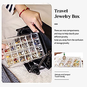 INMORVEN Earring Organizer, Jewelry Organizer Box for Earrings Storage, Clear Acrylic Bead Organizer with 38 Small Compartment Tray, 3 Layer Stackable Jewelry Case Gift for Women Girls