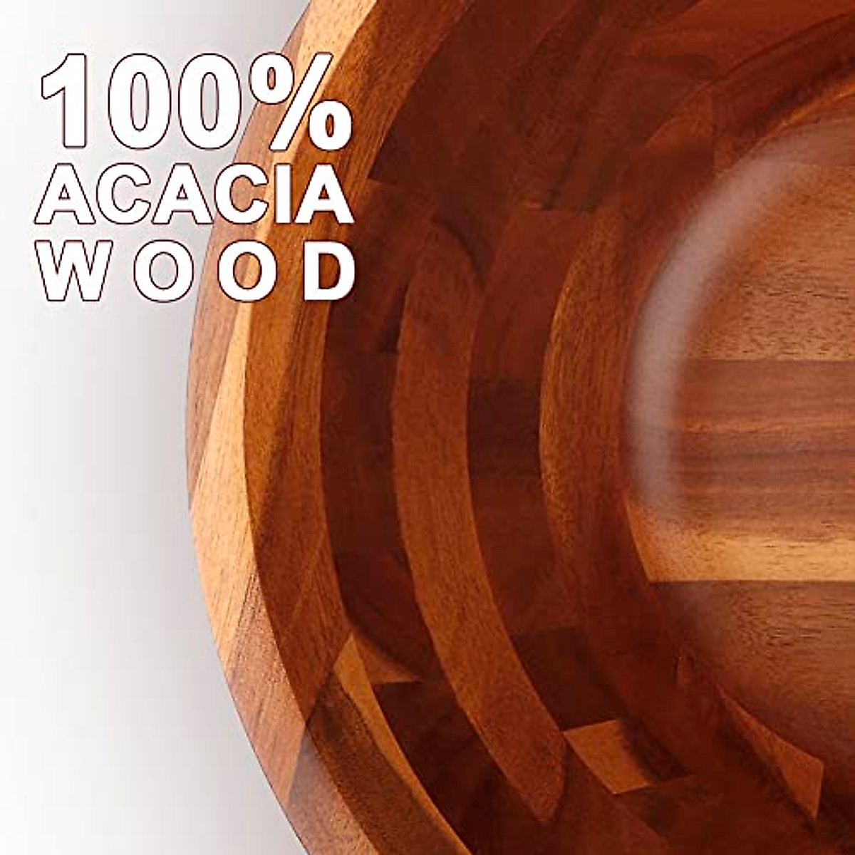 HOMEXCEL Acacia Wooden Salad Bowl, Large Salad Bowl for Serving Fruits,Salad, Cereal or Pasta(Single Bowl)