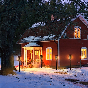 Ruyilam Solar Garden Lights Outdoor, 4-Pack 96LED Waterproof Solar Flickering Dancing Flame 31' Pathway Lights, Dusk to Dawn Auto On/Off for Garden/Yard/Driveway/Pathway