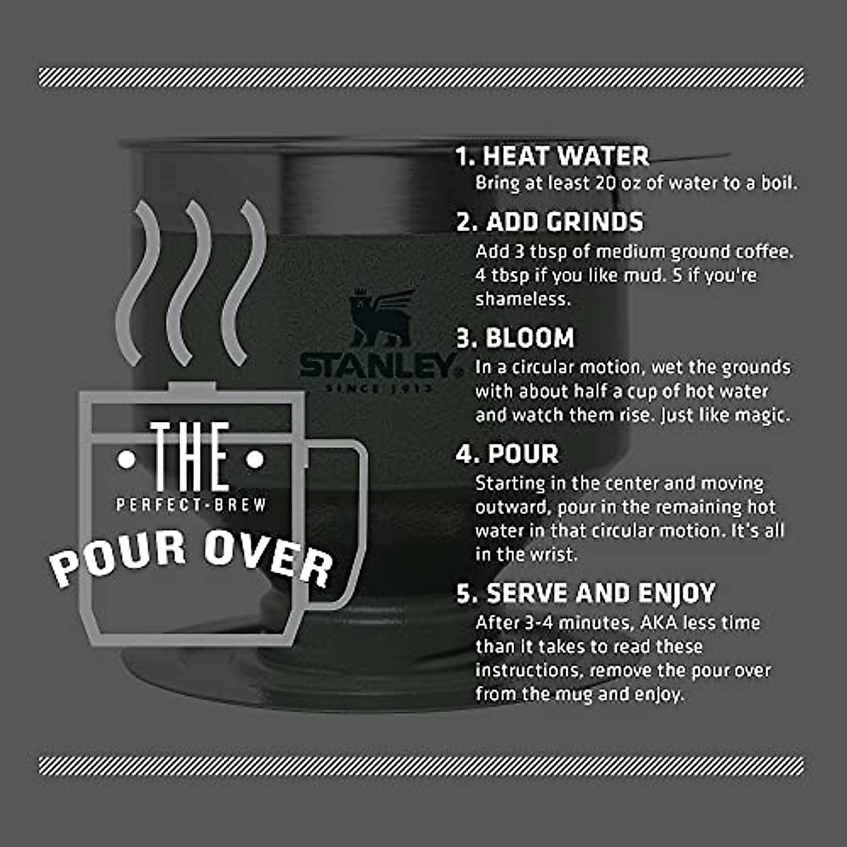 Stanley 10-09383-001 The Perfect-Brew Pour Over Hammertone ,0.35 liters, Green NA