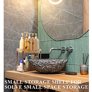 Slim 2-Tier Countertop Organizer for Bathroom Counter Shelf Skincare Organizer, Clear Acrylic Trays Shelf for Cabinet, Under Sink, Corner, Vanity Small Spaces -Toiletry, Makeup Multi-Storage