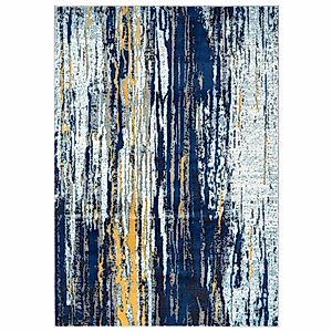 Abani Rugs Blue & Yellow Painted Pattern Area Rug w/Bold Design Rugs Modern 6' x 9' Accent Rug, Laguna Collection