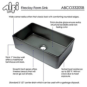ALFI brand ABCO3320SB Kitchen Sink, Concrete