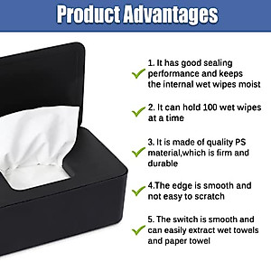 NOVWANG Wipes Dispenser, Baby Wipe Holder, Keeps Wipes Fresh, Refillable Wipe Container Baby Wipes Case for Bathroom Wipes Pouch Case, Black