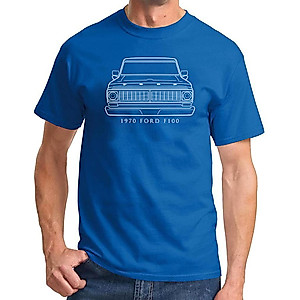 1970 Ford F100 Pickup Truck Front End Design Classic Print Tshirt X-Large Royal