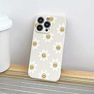 White Sunflower Cute Flower Phone Case for Apple iPhone 14 Pro Max Smooth Silicone Soft Cover for iPhone 14ProMax - 6.7 inch