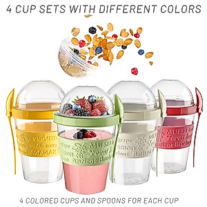 Fairway Finds 4 Pack of 20 oz Yogurt Parfait Cups With Lids Reusable Crunch Cup Portable Cereal Cup Meal Planning Containers Milk Granola Yoghurt Carrying Container Cereal on the go Lids and Spoons
