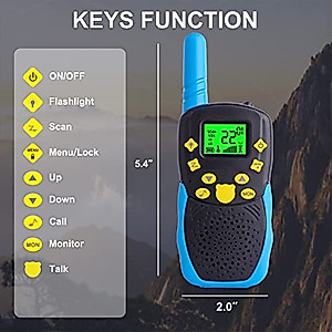 UECOO Rechargeable Walkie Talkies for Kids 22 Channels 2 Way Radio Toy with 2×1200mAh Lithium Battery Backlit LCD Flashlight 3 KM Long Range for Boys Girls Birthday (Black)