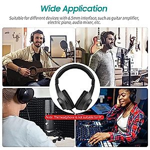 LINXING Wired Stereo Headphones Over-Ear Headset with 50mm Driver 6.5mm Plug for Recorg ing Music Appreciation Black (NOT for PC)