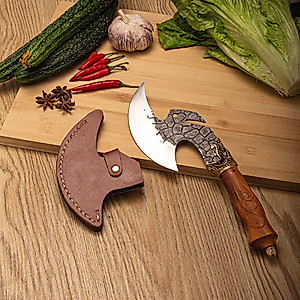 ZONGHAI Boning Knife, Fillet Knife Hand Forged- 5.5inch Curved Knife with Rosewood Handle - Multipurpose Chef Knives for Fruits, Vegetables, Meat, Pizza