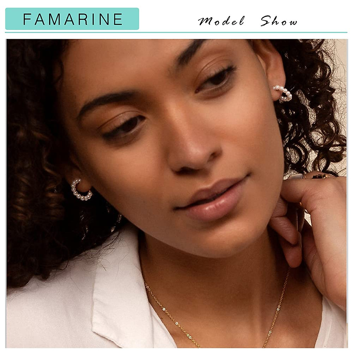 Small Pearl Hoop Earrings for Women 2 Pairs, Lightweight Pearl Hoops Jewelry