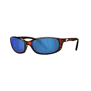 Costa Del Mar Mens Brine Oval Sunglasses, Tortoise/Grey Blue Mirrored Polarized-580P, 59 mm