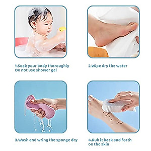 INGVY Dry Brushing Body Brush 3D Magic Sponge Bath Sponge Body Dead Skin Remover Exfoliating Massager Cleaning Shower Brush Peeling Sponge (Color : White)