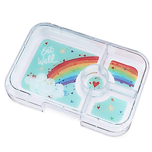 Yumbox Tapas Leakproof Bento Box, Lunch box for women, Teens and Kids, Large size, 4 compartment tray with large section for sandwich, salads plus sides and dip well (Capri Pink - Rainbow)