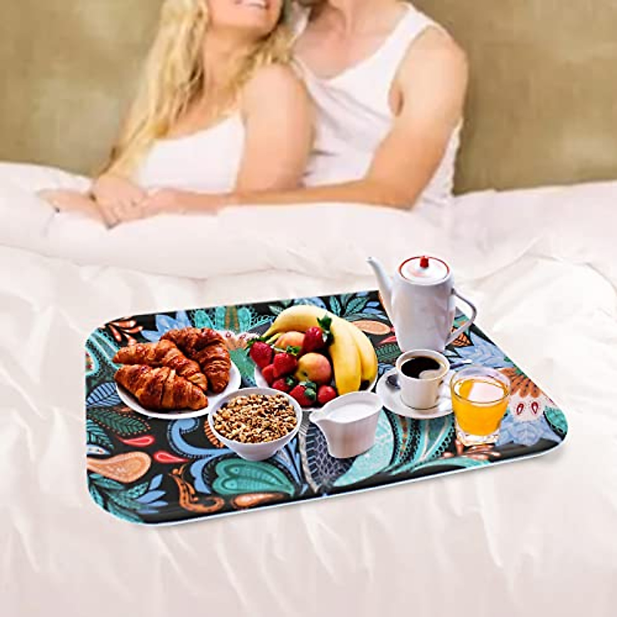 2Pcs Serving Trays: Serving Platters for Breakfast, Lunch, Dinner, Appetizers, Coffee Table, BBQ and Party, Outdoor and Indoor Use,17" and 14"(Colourful,2 Pack)