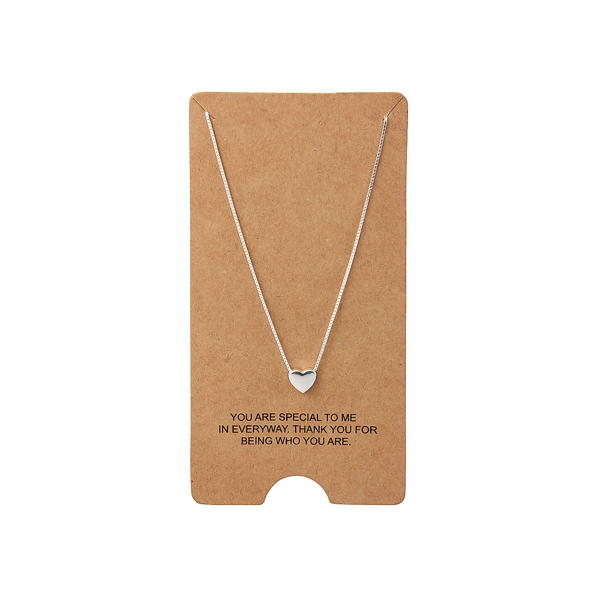 WRISTCHIE 925 Sterling Silver Tiny Minimalism Floating Heart Necklace 17.5" (Silver) (Box Chain)