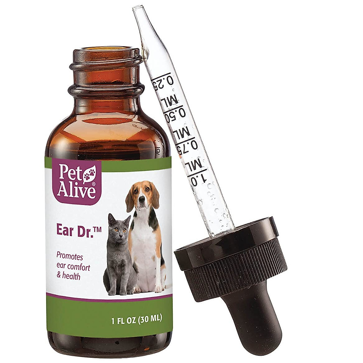 PetAlive Ear Dr. - Natural Ear Drops Promote Ear Comfort and Health in Cats and Dogs - Soothe Ear Discomfort to Reduce Constant Scratching - Keep Pets Ear Canals Clean and Clear - 30 mL