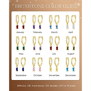 14K Gold Plated Drop Earrings, LOUISA SECRET Sterling Silver Earrings for Women, Dainty Birthstone Earrings with Zirconia, Anniversary Birthday Wedding Christmas Jewelry Gift for Mom