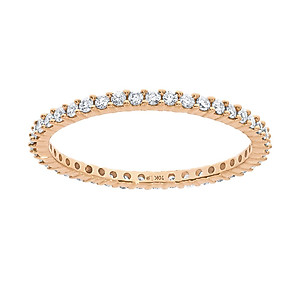 La Joya 1/2 CT TW Lab Created 10K Rose Gold Eternity Diamond Band for Women | Sparkling Anniversary Ring, Stackable Ring and Lab Grown Womens Thin Wedding Band | Ring Size 9