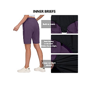 Little Donkey Andy Women's Lightweight Breathable Hiking Shorts, Quick-dry Golf Shorts with Zipper Pockets, Air-Holes Tech Purple Magic Heather L