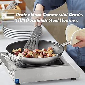 ChangBERT Induction Cooktop 1800W NSF Certified Commercial Grade Durable Countertop Burner Pro Chef Professional 18/10 Stainless Steel Housing Schott Glass 10-Hour Timer