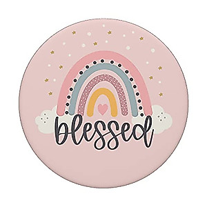 Blessed - Cute Rainbow Positive Quotes Inspirational Saying PopSockets Swappable PopGrip