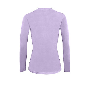 Cotton Essentials Women's Under Scrub Tee Crew Neck Long Sleeve T-Shirt (Lavender, Large)